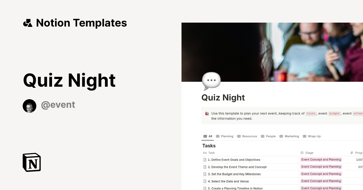 Quiz Night Template by Event | Notion Marketplace