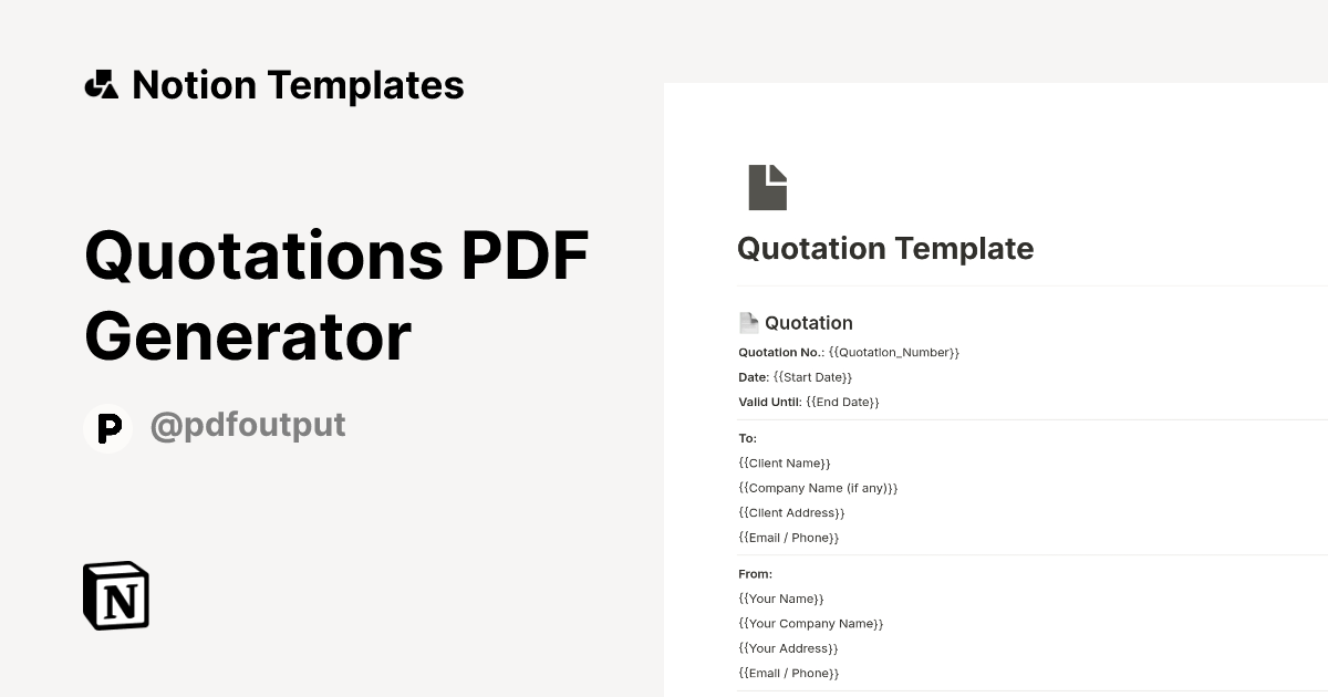 Quotations PDF Generator Template | Notion Marketplace