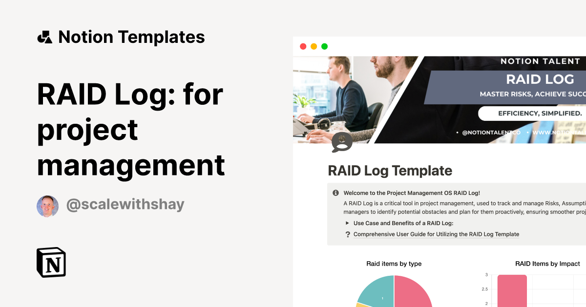 RAID Log: for project management Template | Notion Marketplace