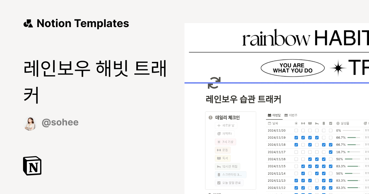 레인보우 해빗 트래커 Template by Sohee | Notion Marketplace
