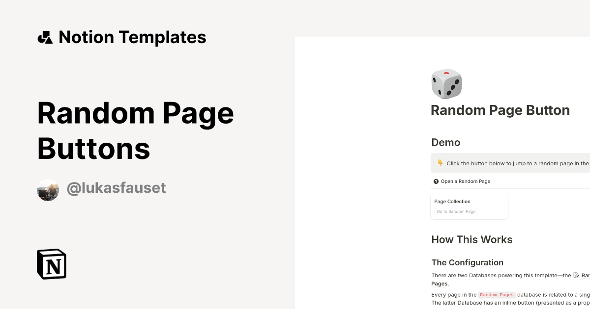 Random Page Buttons Template | Notion Marketplace