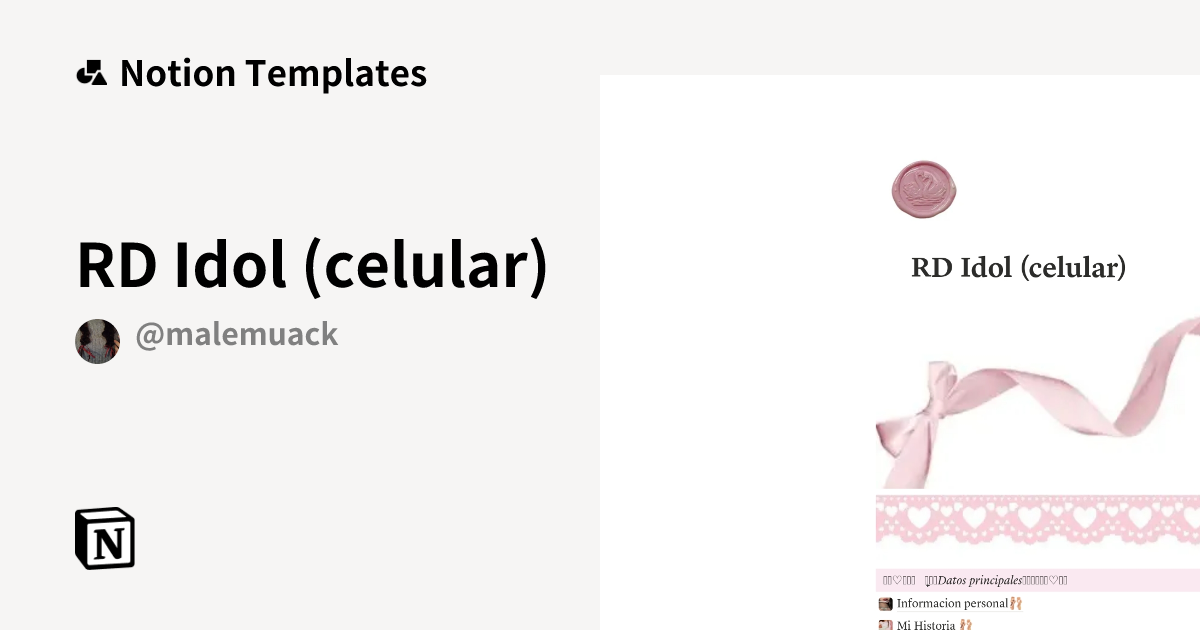 RD Idol (celular) Template by Shifter! | Notion Marketplace