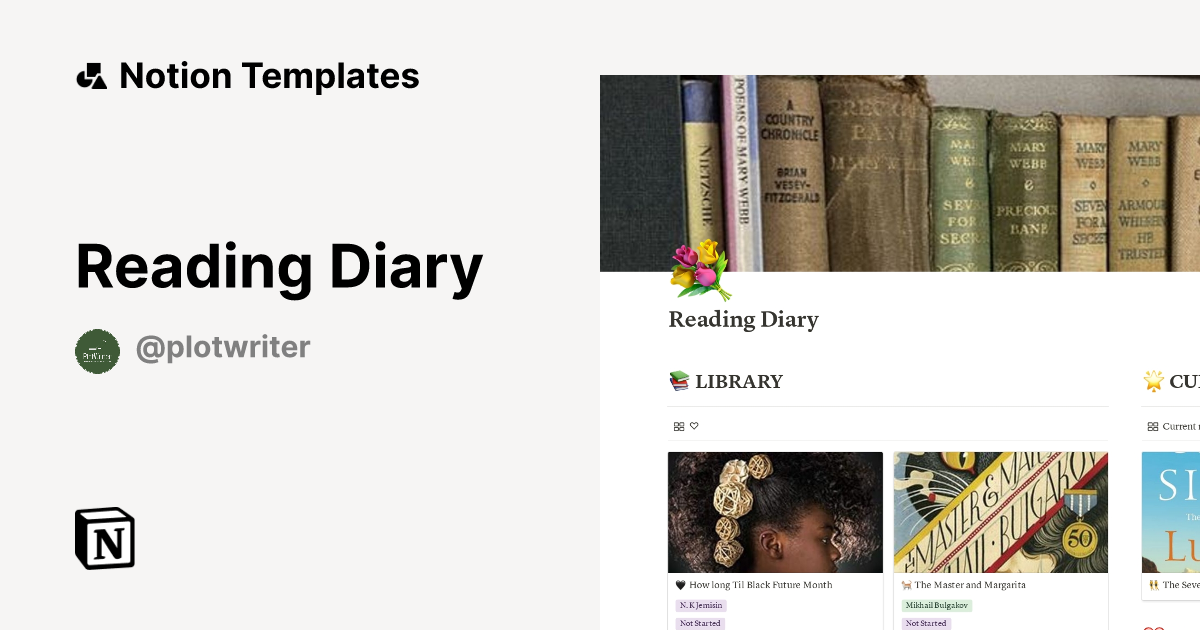 Reading Diary Template by Plotwriter | Notion Marketplace