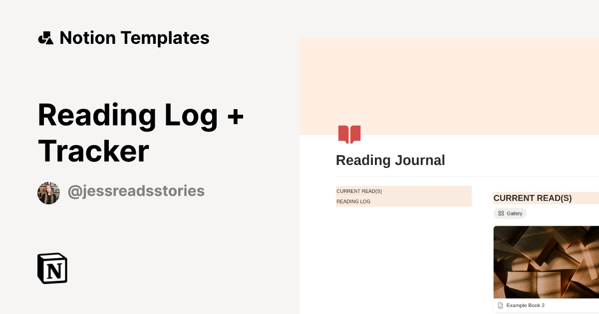 Reading Log + Tracker Template by Jess Stories | Notion Marketplace