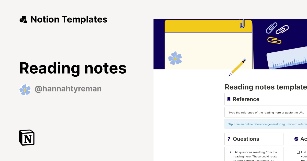 Reading notes Template | Notion Marketplace