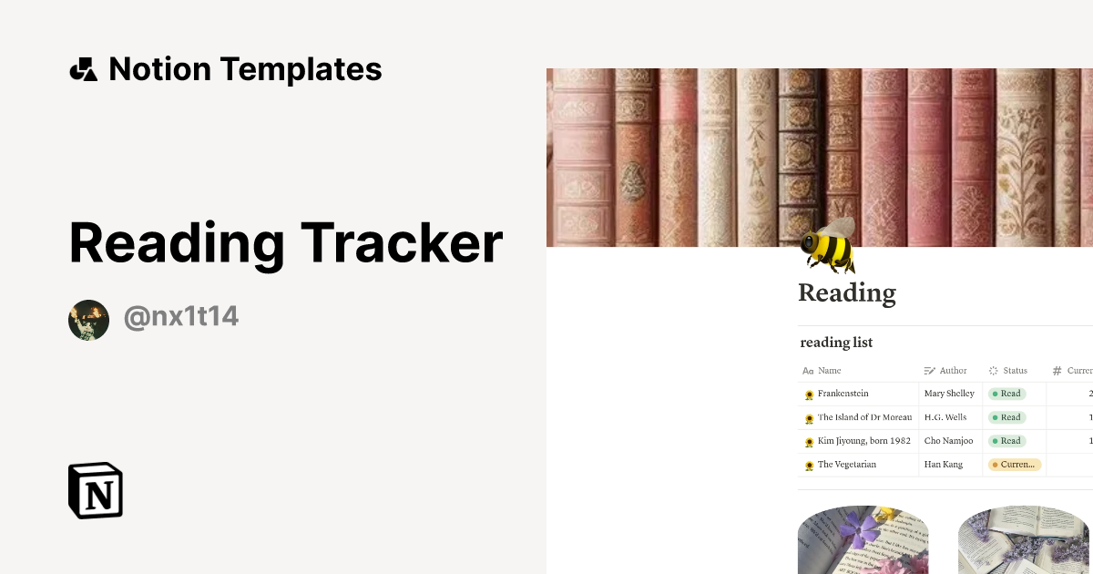 Reading Tracker Template | Notion Marketplace