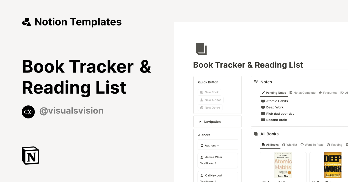 Book Tracker & Reading List Template | Notion Marketplace
