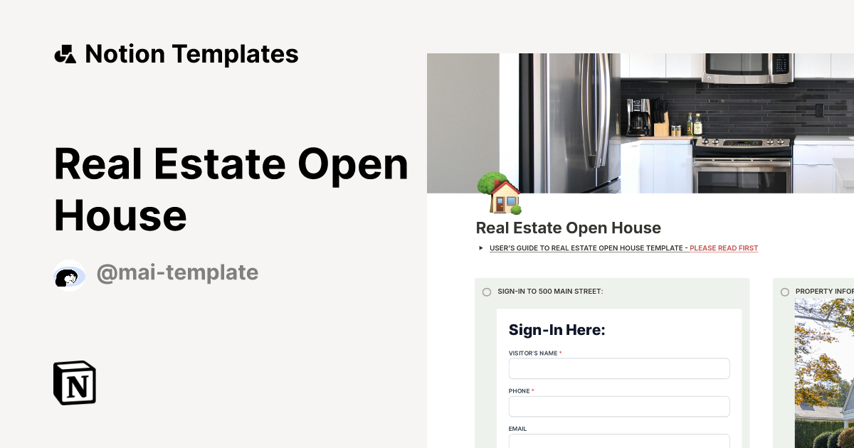 Real Estate Open House Template | Notion Marketplace