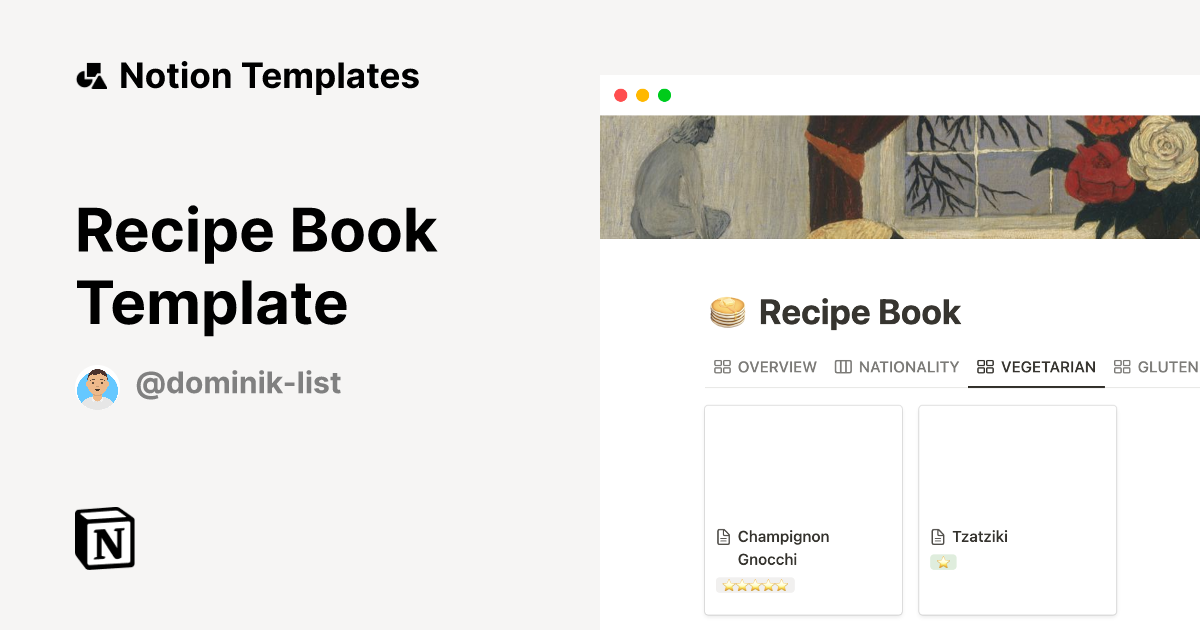 Recipe Book Template Template by Dominik List | Notion Marketplace