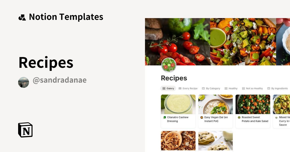 Recipes Template by Sandra Danae | Notion Marketplace