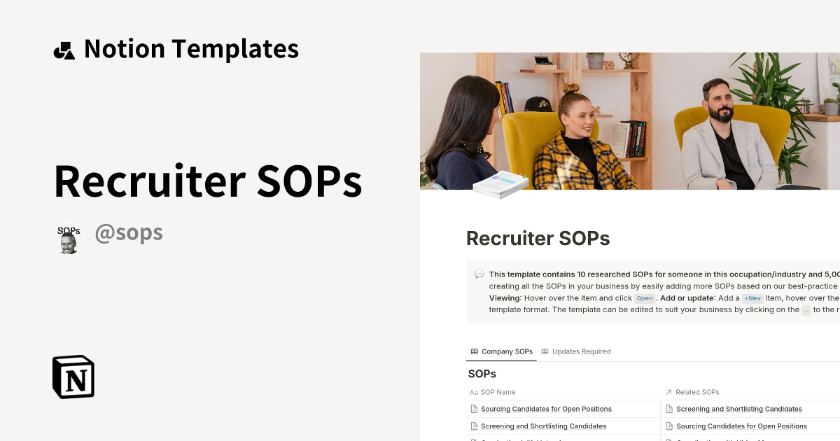 Recruiter SOPs Template by SOPs | Notion Marketplace