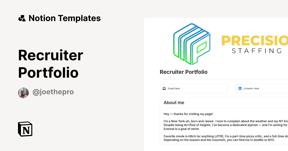 Recruiter Portfolio Template | Notion Marketplace