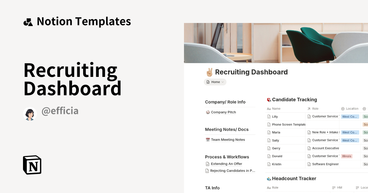 Recruiting Dashboard Template | Notion Marketplace