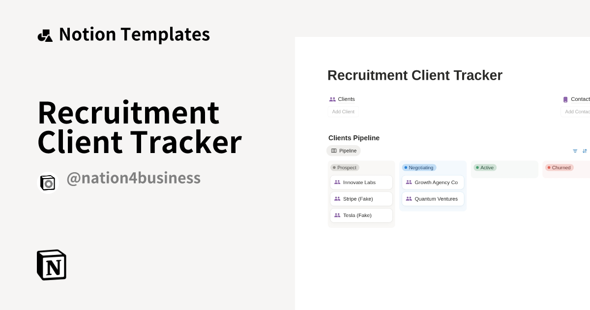 Recruitment Client Tracker Template by Nation4Business | Notion Marketplace