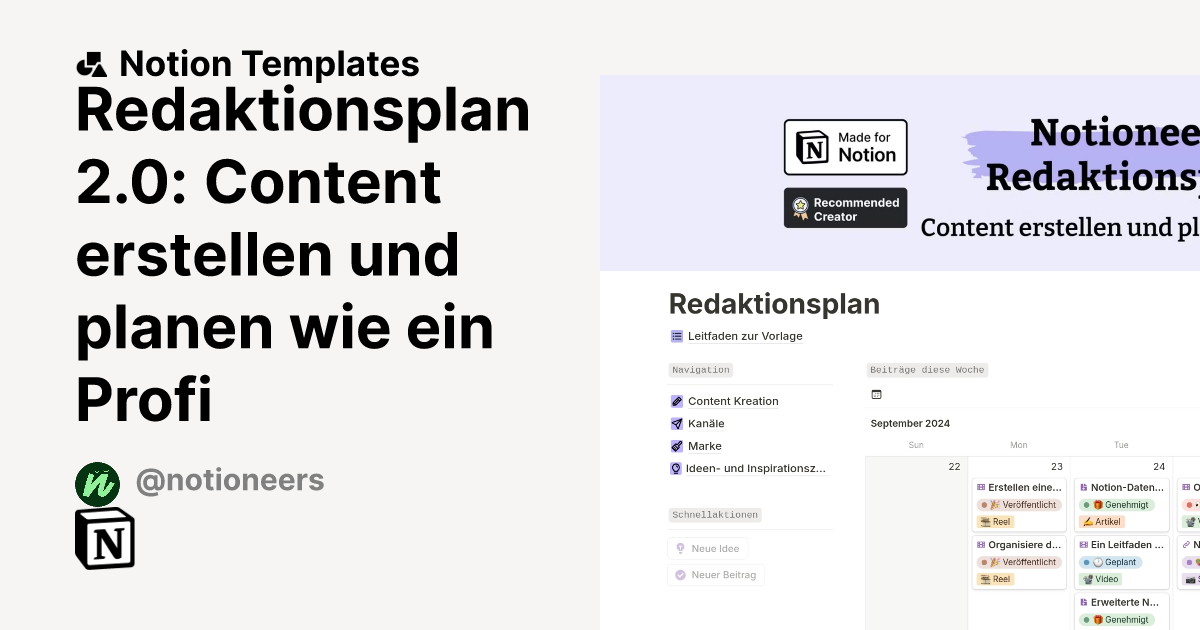 Redaktionsplan 2.0: Content erstellen und planen wie ein Profi Template ...