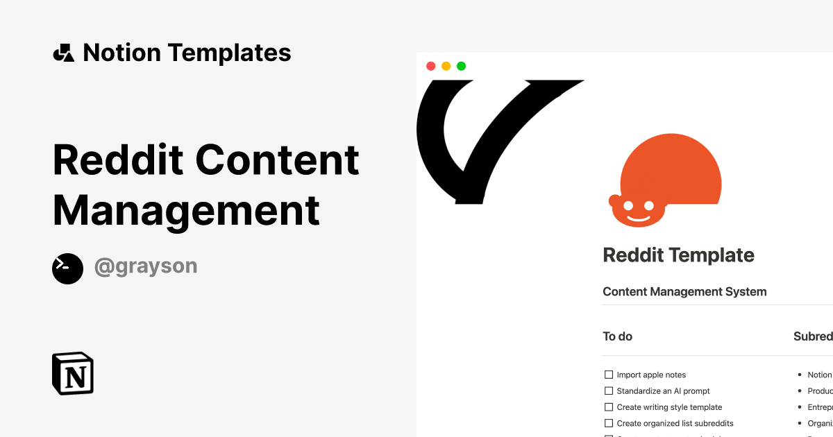 Reddit Content Management Template | Notion Marketplace