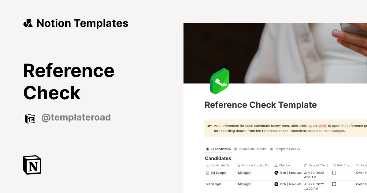 Reference Check Template | Notion Marketplace