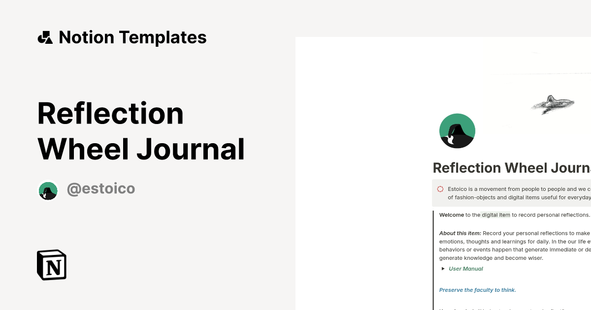 Reflection Wheel Journal Template by Estoico | Notion Marketplace