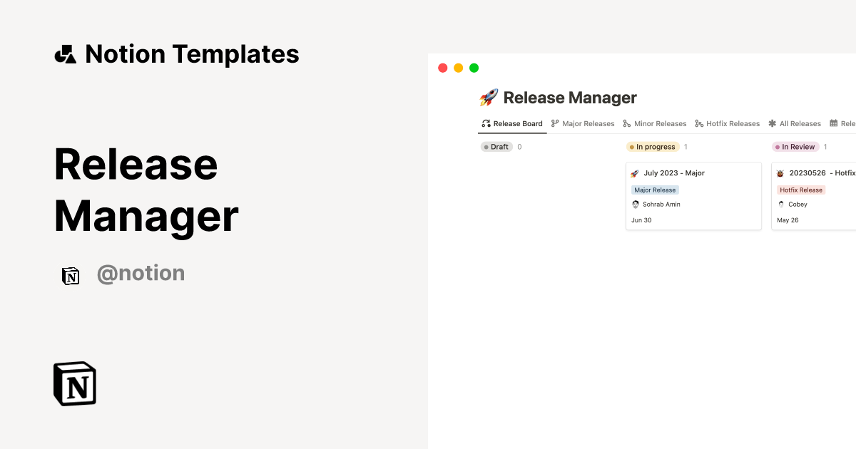 Release Manager 2026 Template | Notion Marketplace