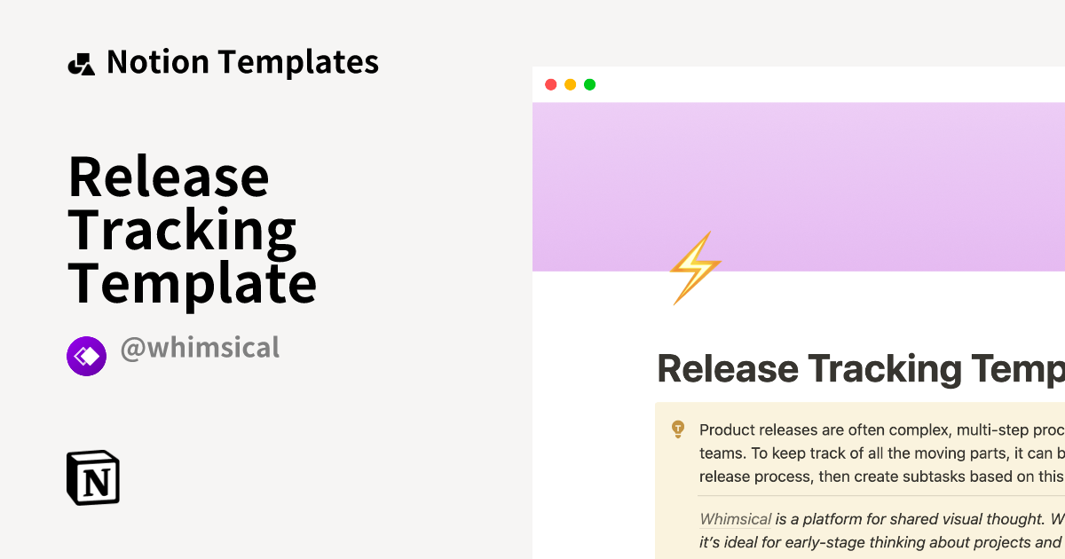 Release Tracking Template Template by Whimsical | Notion Marketplace