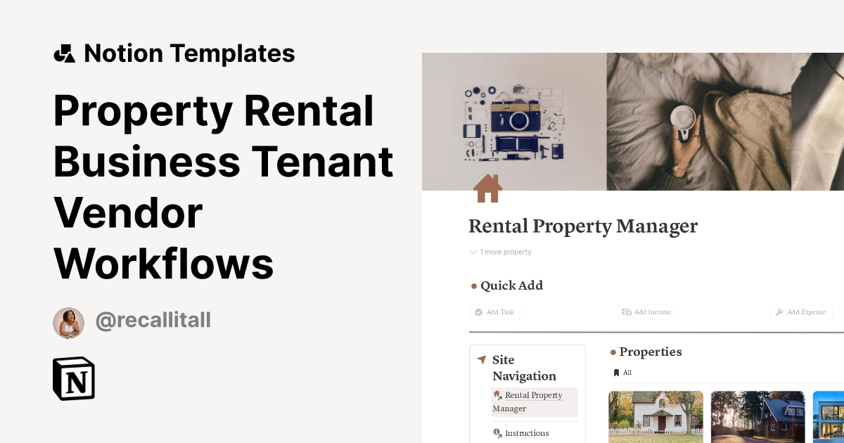 Property Rental Business Tenant Vendor Workflows Template by Lez ...
