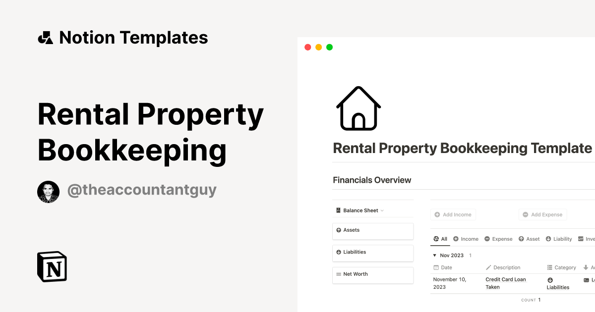 Rental Property Bookkeeping Template | Notion Marketplace