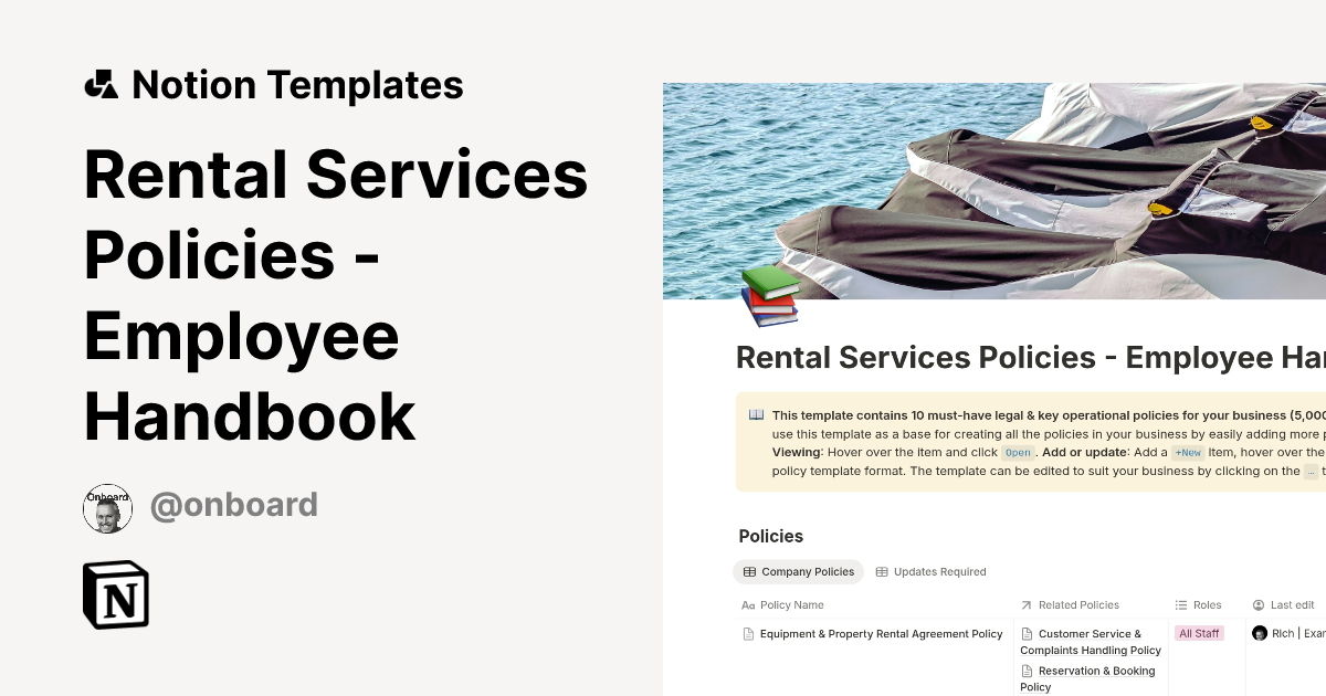 Rental Services Policies - Employee Handbook Template | Notion Marketplace