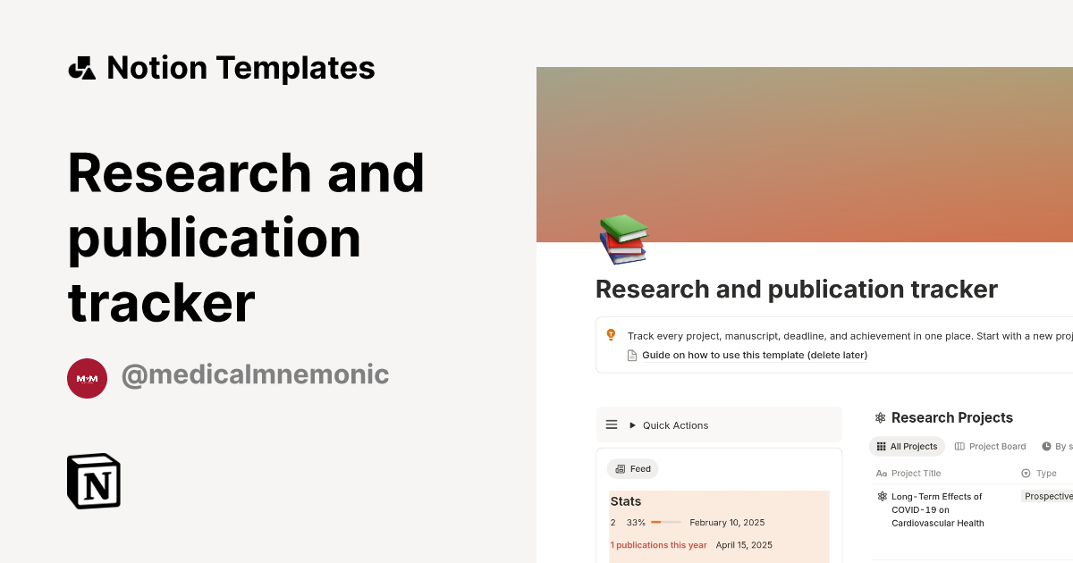 Research and publication tracker Template | Notion Marketplace