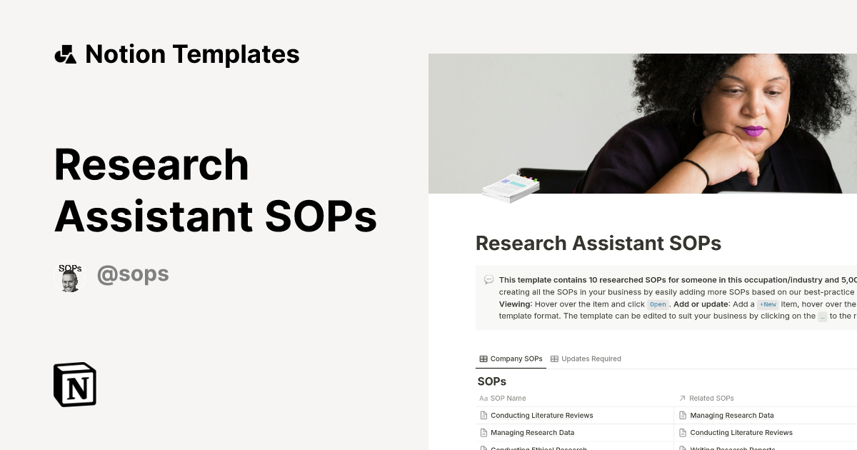 Research Assistant SOPs Template by SOPs | Notion Marketplace