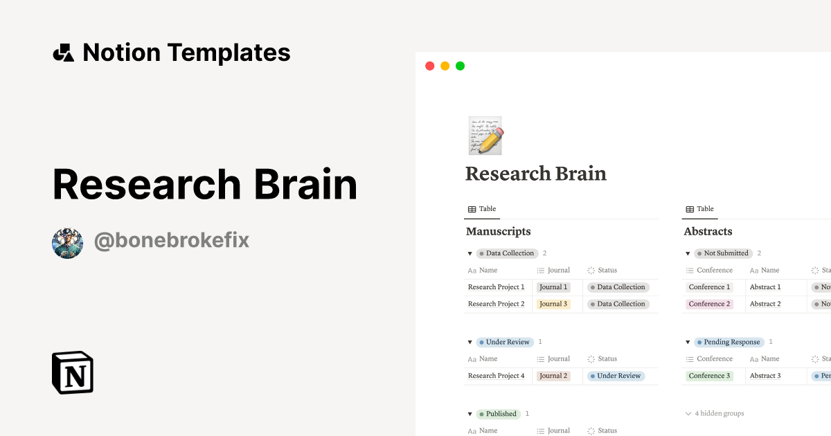 Research Brain Template by bonebrokefix | Notion Marketplace