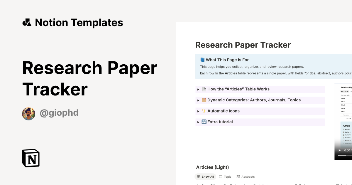 Research Paper Tracker Template | Notion Marketplace