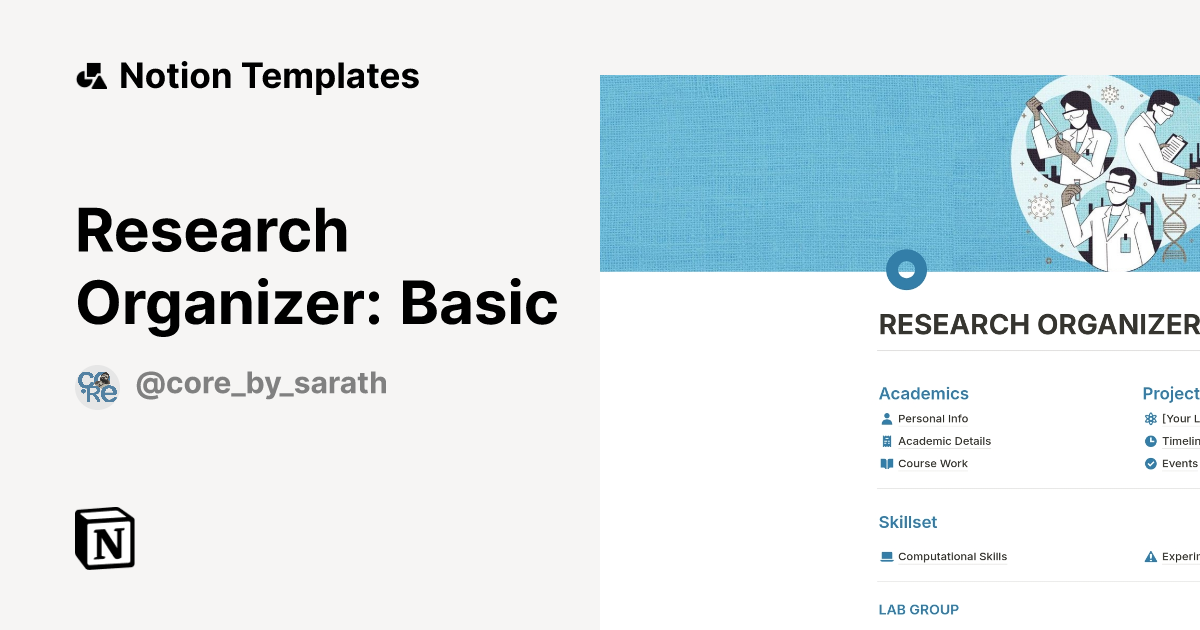Research Organizer: Basic Template by CORE by Sarath | Notion Marketplace