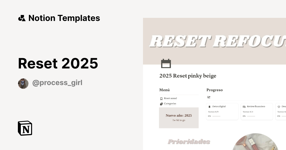 Reset 2025 Template by Process Girl | Notion Marketplace