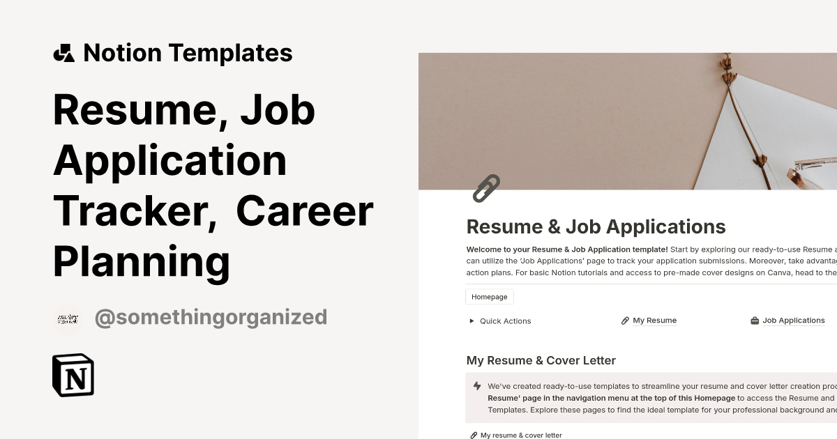 Resume, Job Application Tracker, Career Planning Template by Something ...