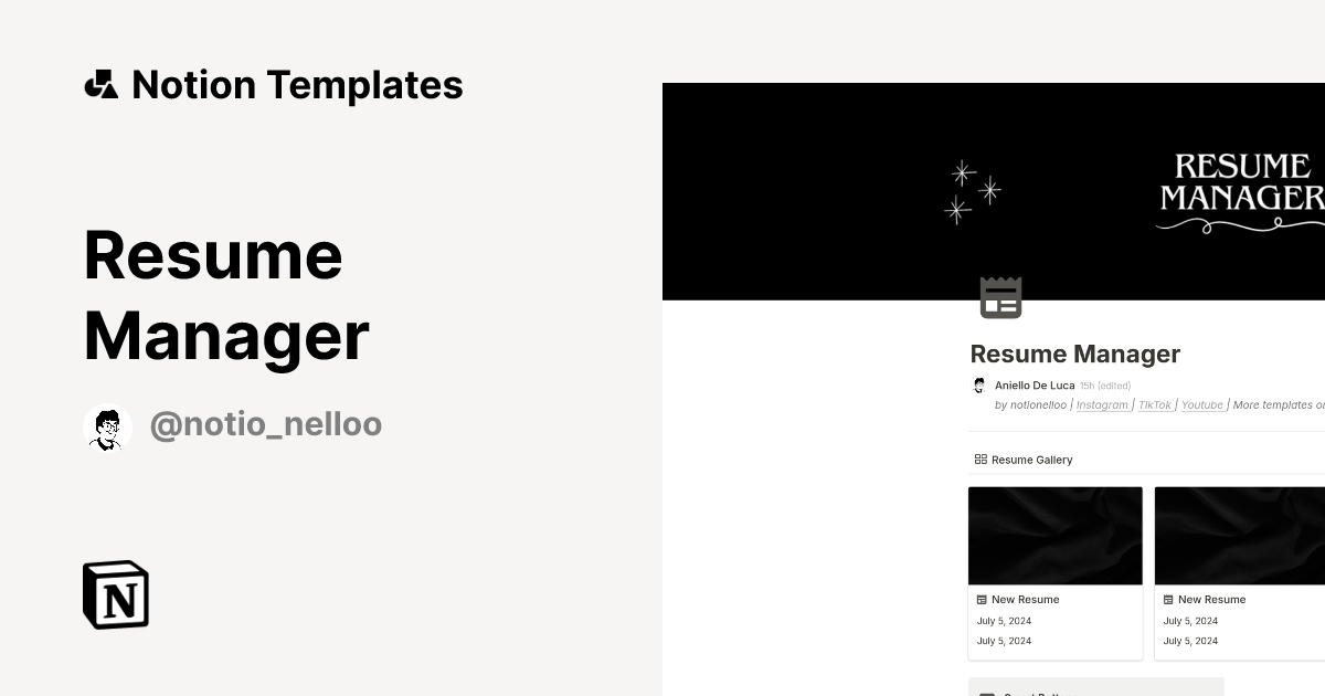 Resume Manager Template by notio_nelloo | Notion Marketplace