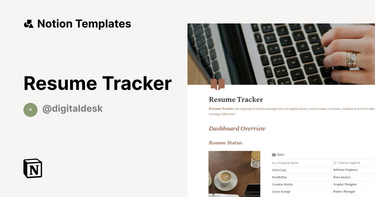 Resume Tracker Template by Digital Desk | Notion Marketplace
