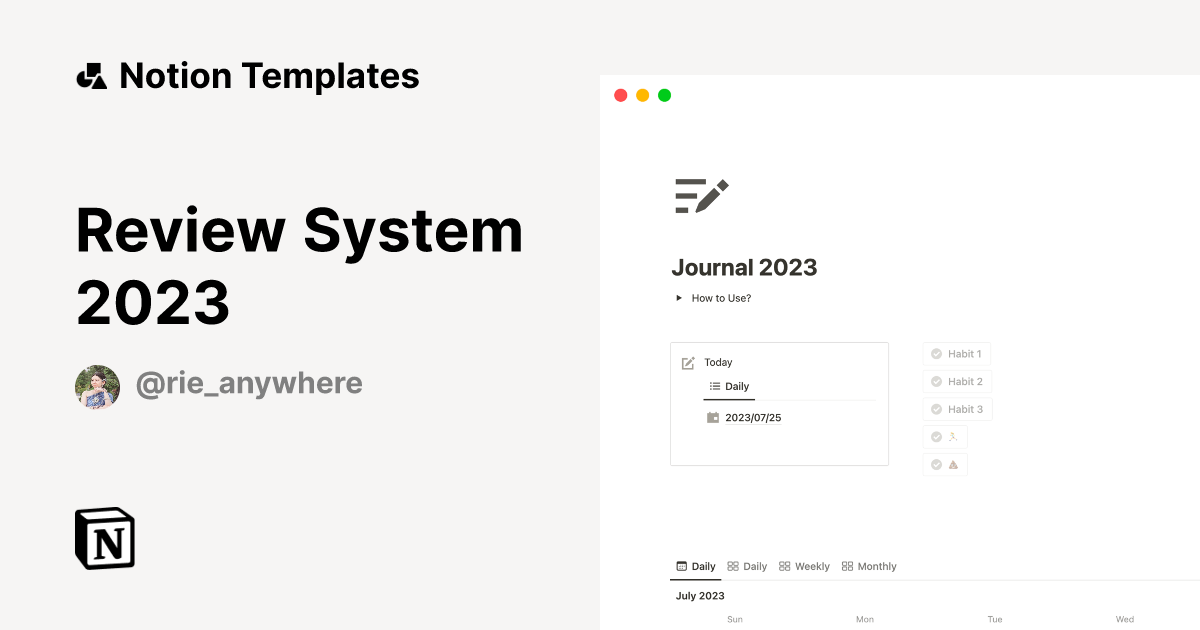 Review System 2023 Template by rie | Notion Marketplace