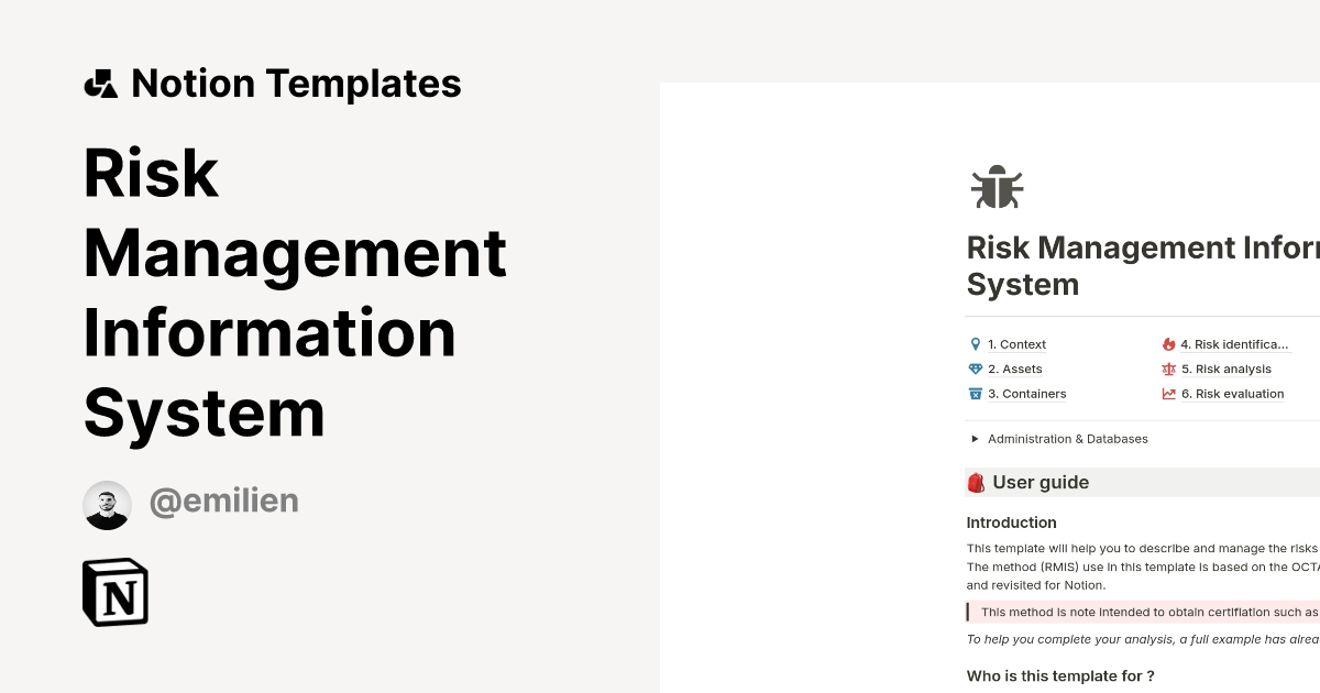 Risk Management Information System Template by Emilien | Notion Marketplace