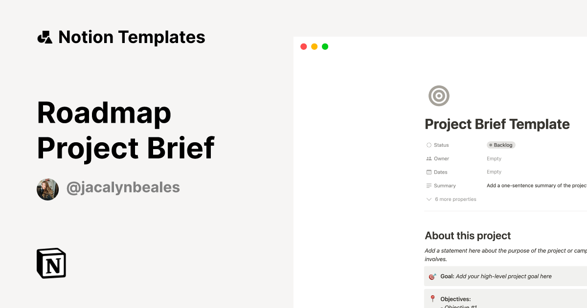 Roadmap Project Brief Template | Notion Marketplace