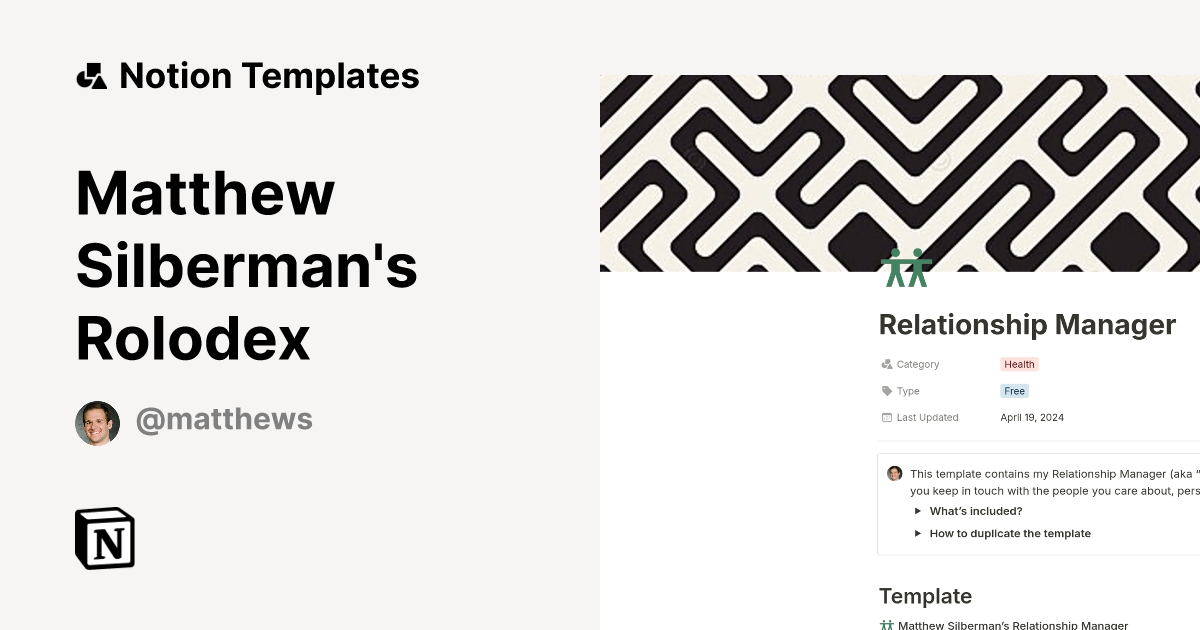 Matthew Silberman's Rolodex Template by Matthew Silberman | The ...