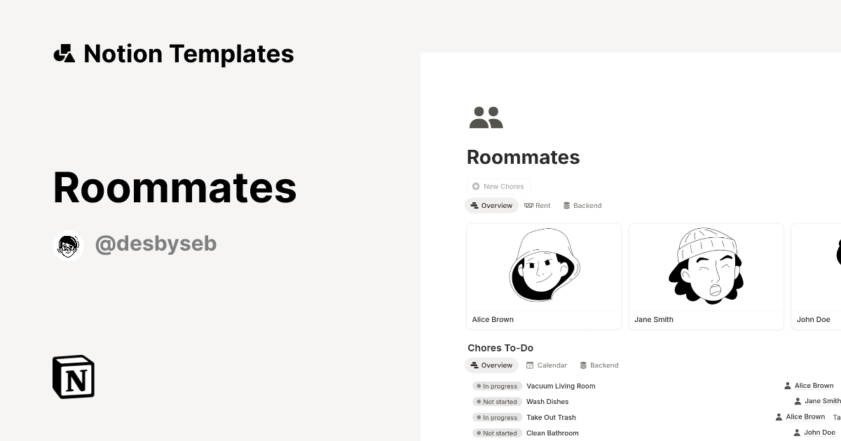 Roommates Template by desbyseb | Notion Marketplace