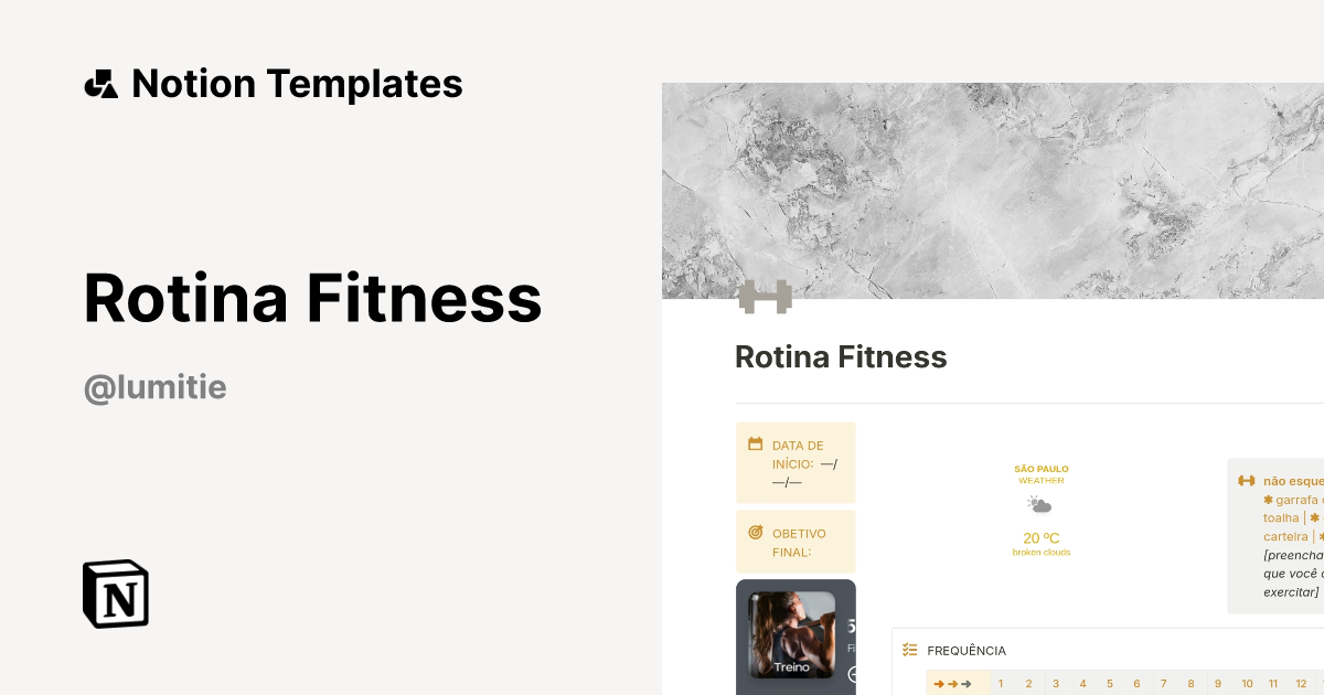 Rotina Fitness Template | Notion Marketplace