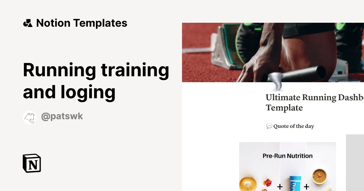 Running training and loging Template by patswk | Notion Marketplace