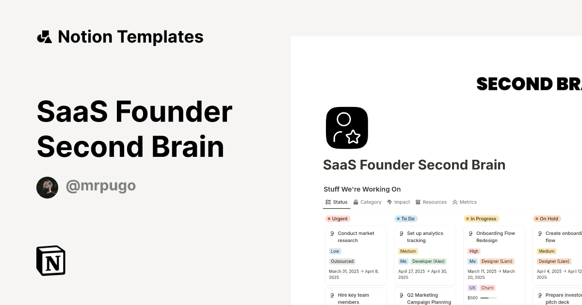 SaaS Founder Second Brain Template by mrpugo | Notion Marketplace