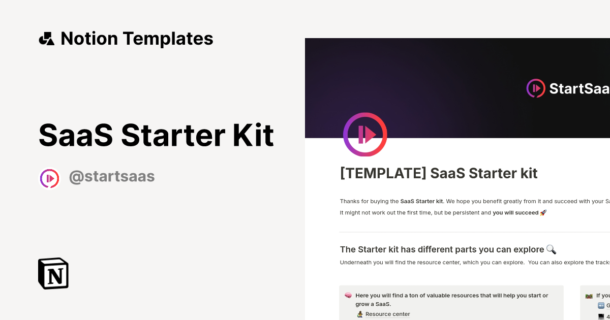 SaaS Starter Kit Template by StartSaaS.io | Notion Marketplace