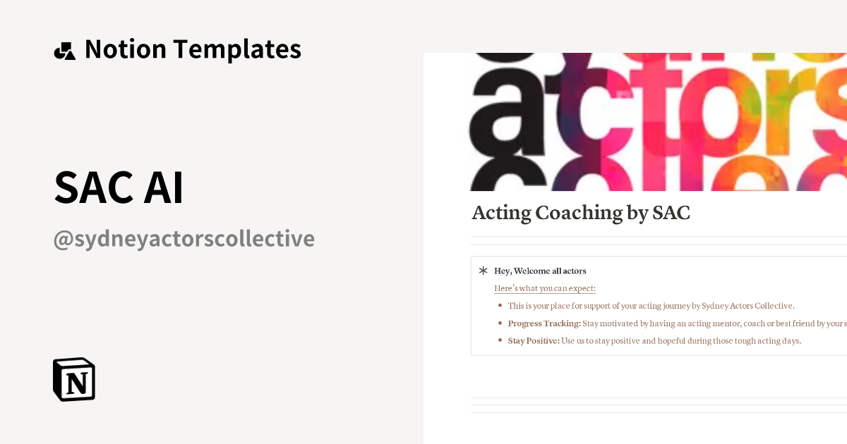 SAC AI Template by Sydney Actors Collective | Notion Marketplace