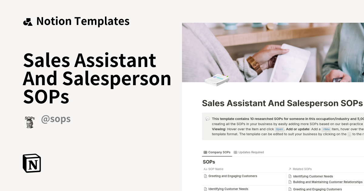 Sales Assistant And Salesperson SOPs Template by SOPs | Notion Marketplace