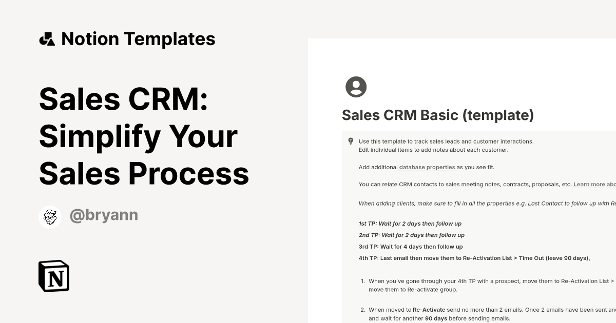 Sales CRM: Simplify Your Sales Process Template by Bryan Negrete ...