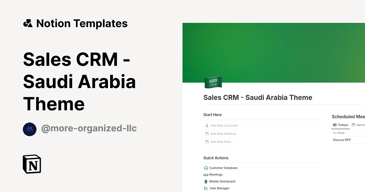 Sales CRM - Saudi Arabia Theme Template by More Organized LLC - Digital ...