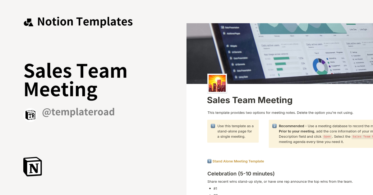 Sales Team Meeting Template by Template Road | Notion Marketplace
